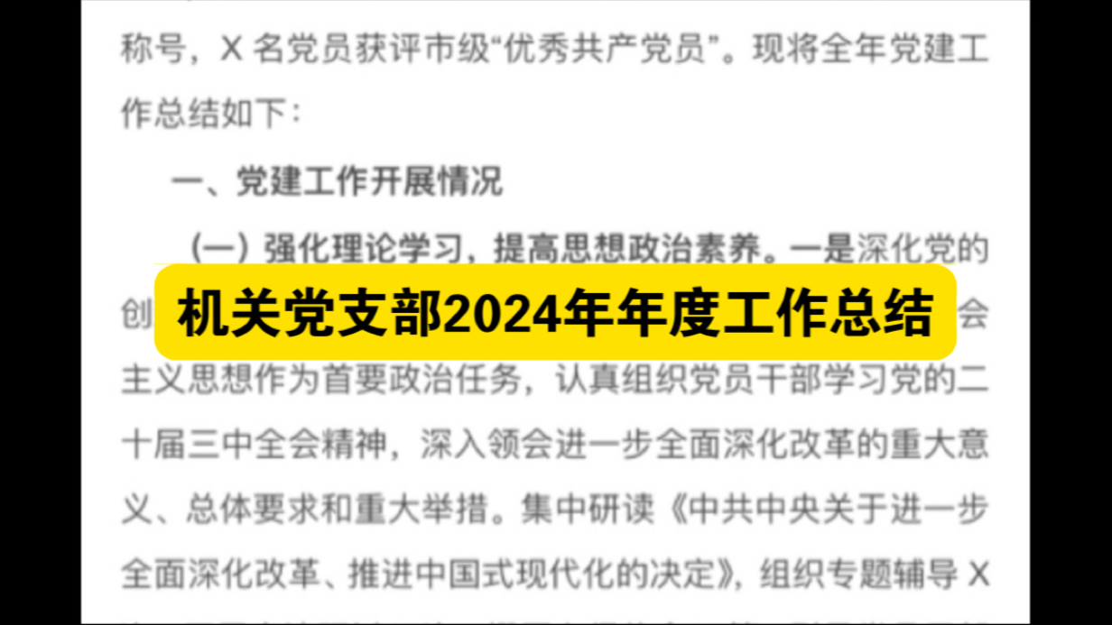 机关党支部2024年年度工作总结
