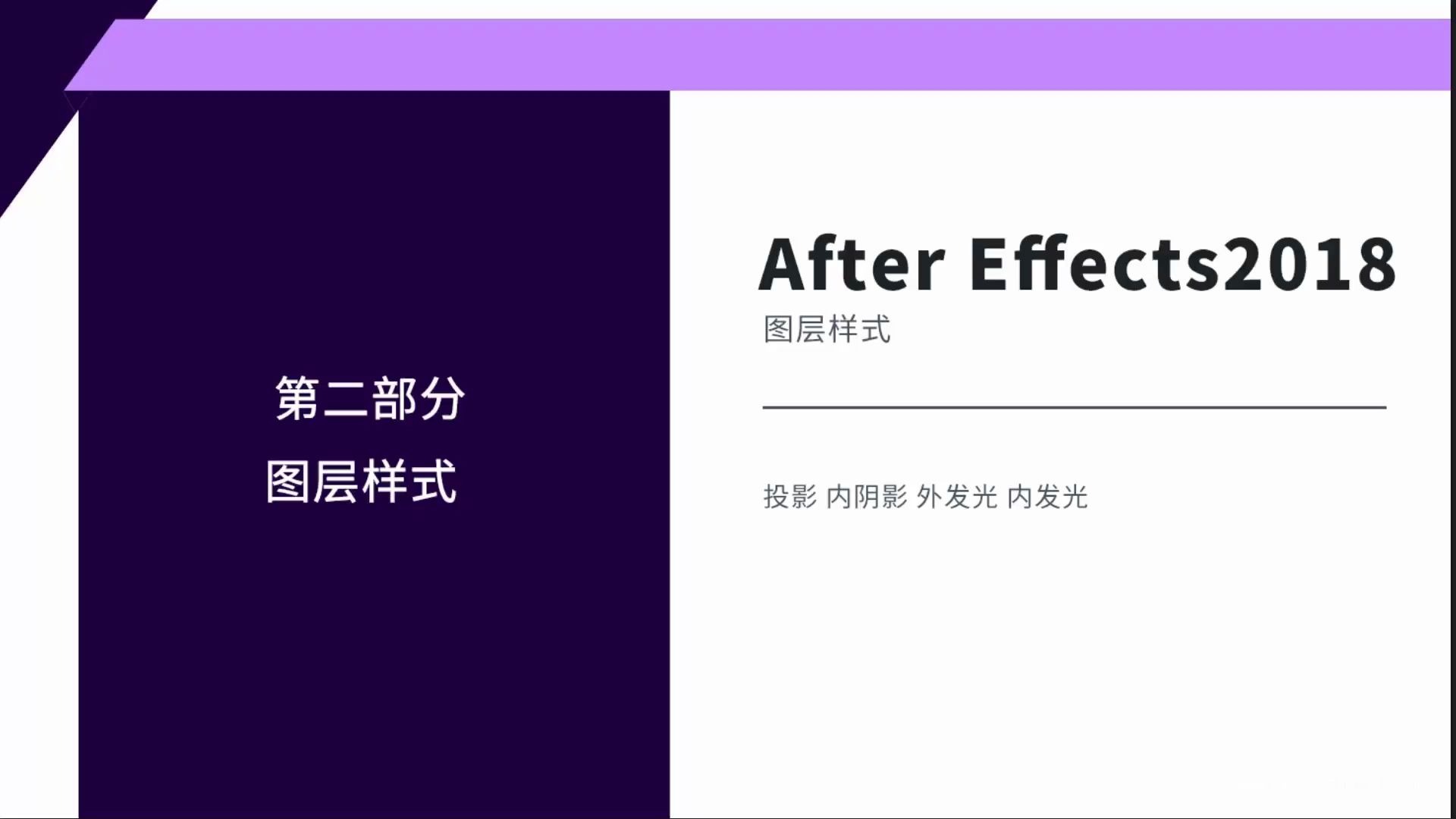 【AE教程】044.AE CC2018文字图层样式-投影 内阴影 外发光 内发光