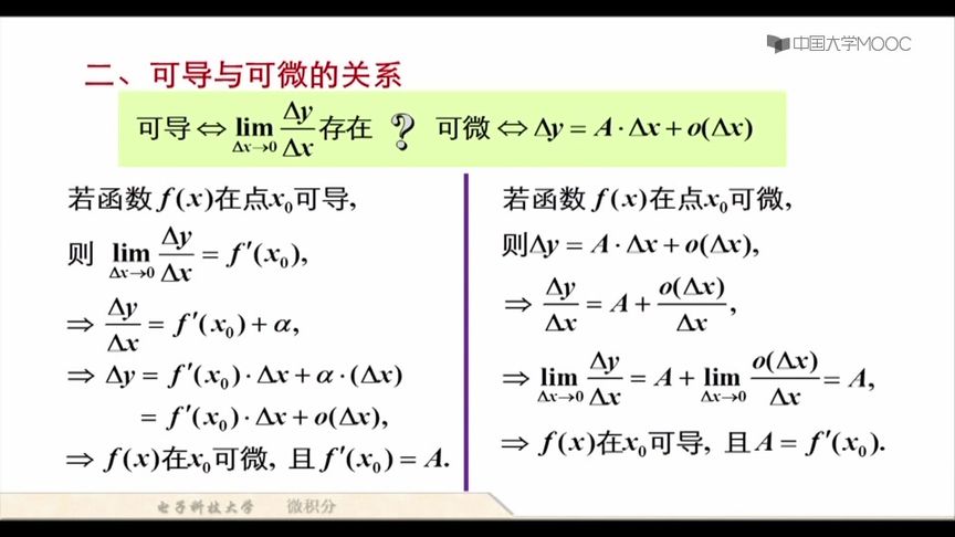 《微积分》2.5.2 可导与可微的关系