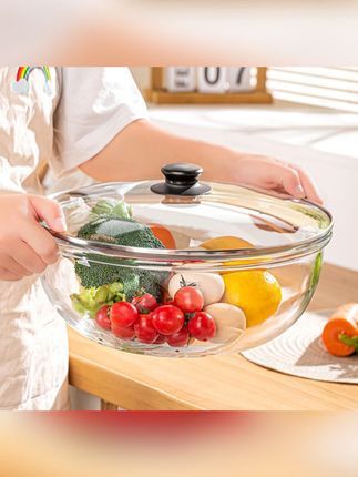 6000ML高硼硅加厚玻璃和面盆 耐高温,很实用!钢材质底座稳固,不易倒.