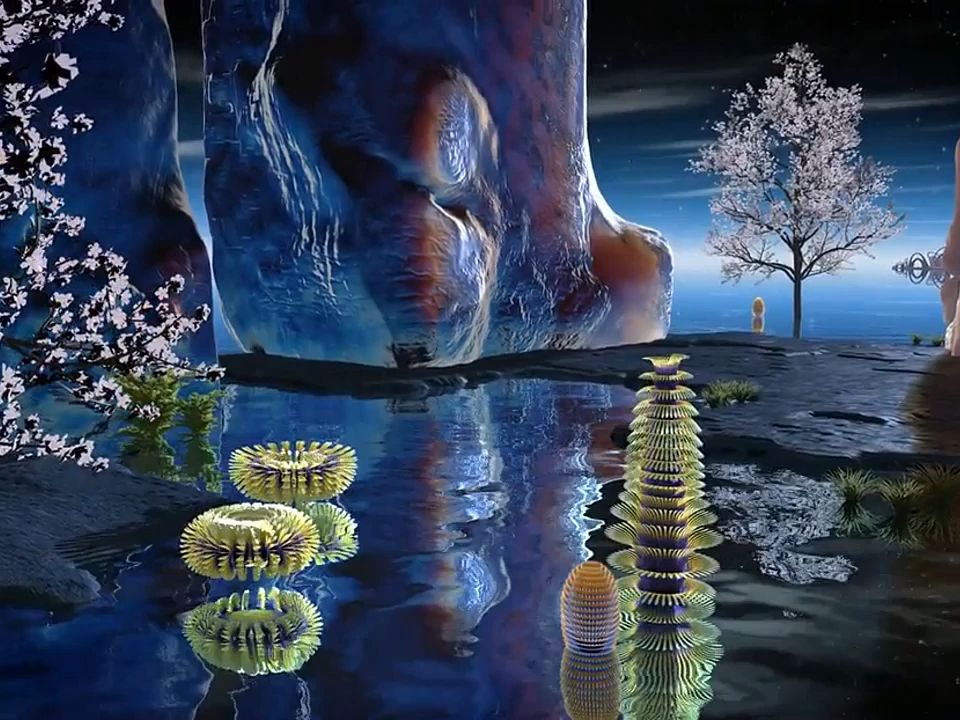 (lds74)唯美月亮3D视觉效果月亮湖中国风舞台背景视频素材