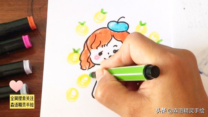 学画文艺小清新风格小女孩简笔画,可爱俏皮,手帐手抄报素材哦!