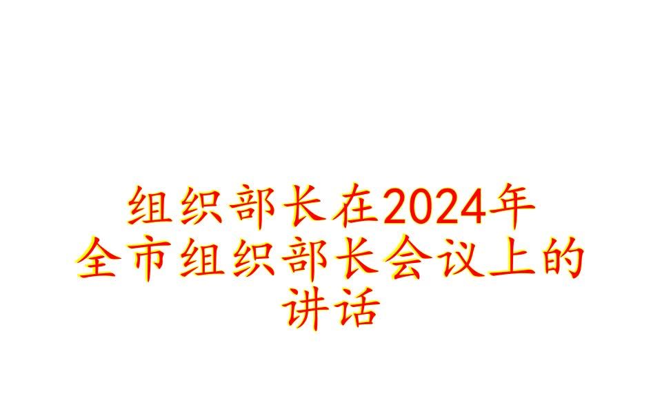组织部长在2024年全市组织部长会议上的讲话