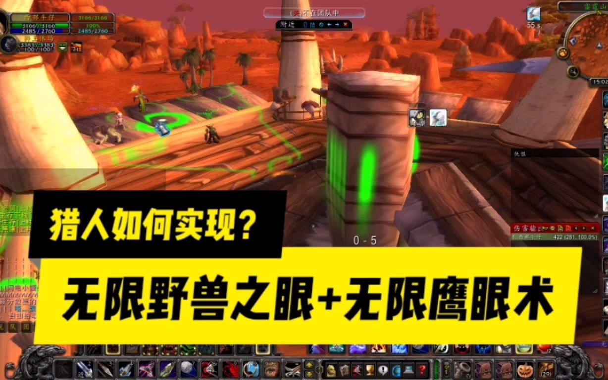 WOW怀旧服:猎人利用无限鹰眼术+无限野兽之眼,偷窥抓宠两不误