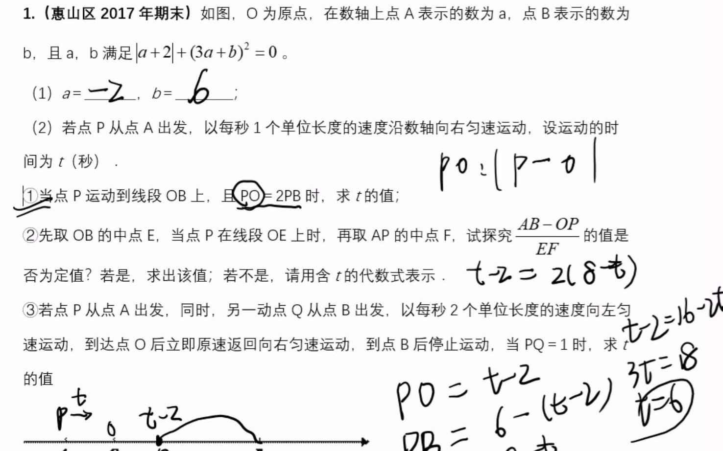 数轴上动点追击问题和定值问题