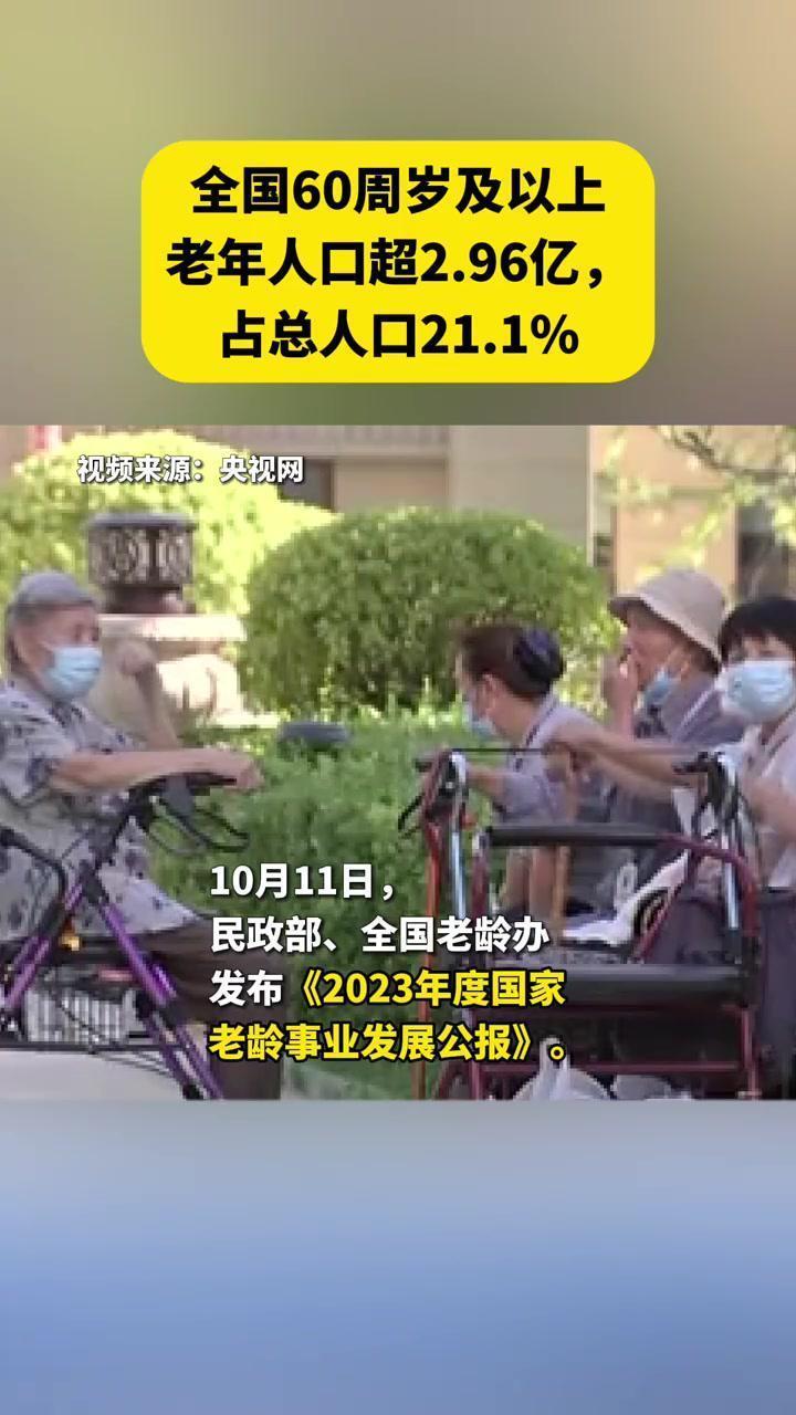 ...及以上老年人口超2.96亿,占总人口21.1%#老龄化#老年人口比例#热点