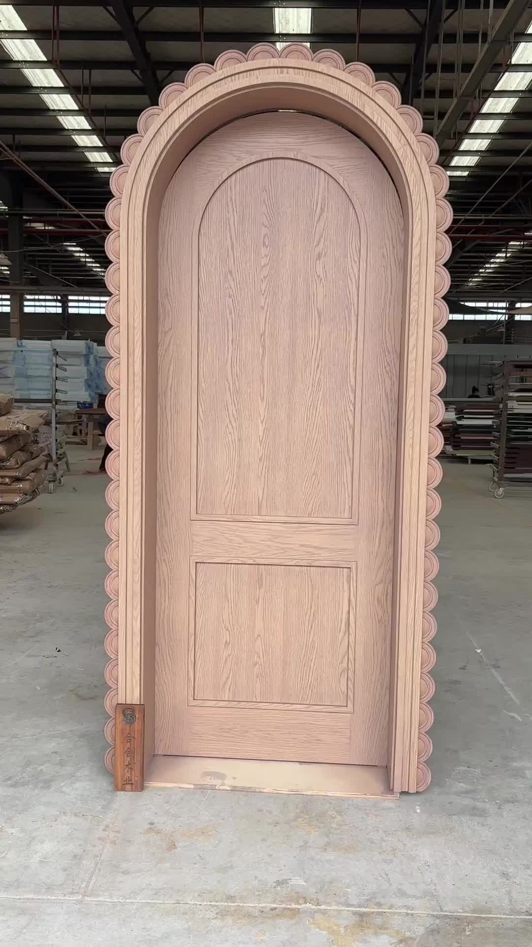 白橡半透圆弧一体套烤漆木门 #匠心制作 #整屋定制 #工厂实拍视频 #...