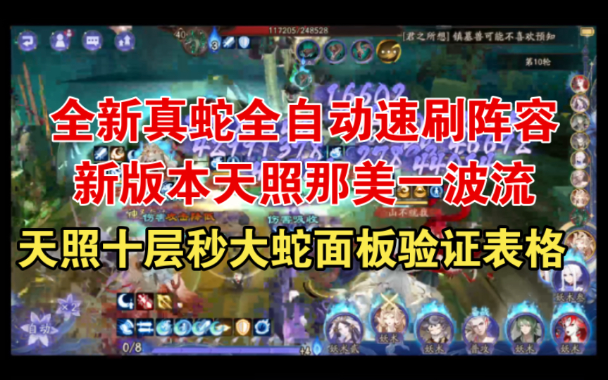 【阴阳师】天照那美版本,真蛇全自动速刷,天照面板合格计算表_哔哩...
