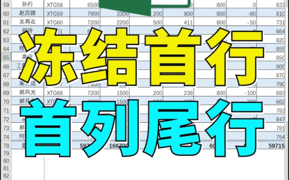 【Excel】怎么同时冻结首行首列尾行 106