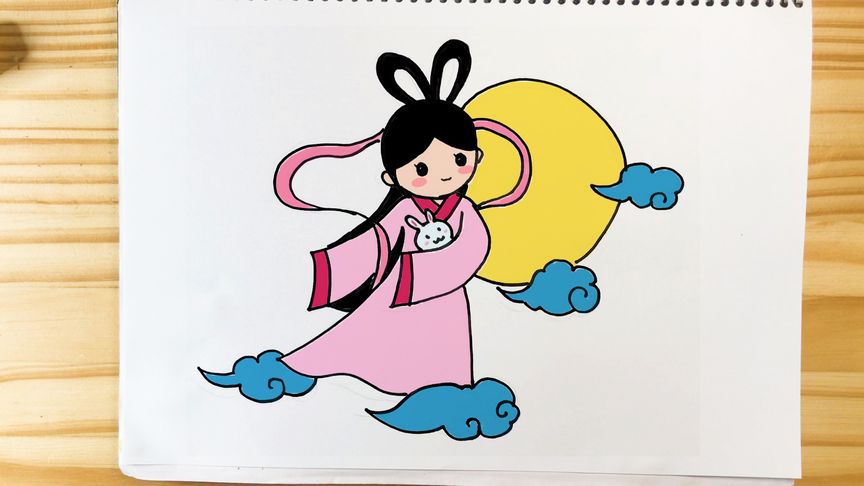 中秋节学画简笔画,教你手抄报里的嫦娥怎么画