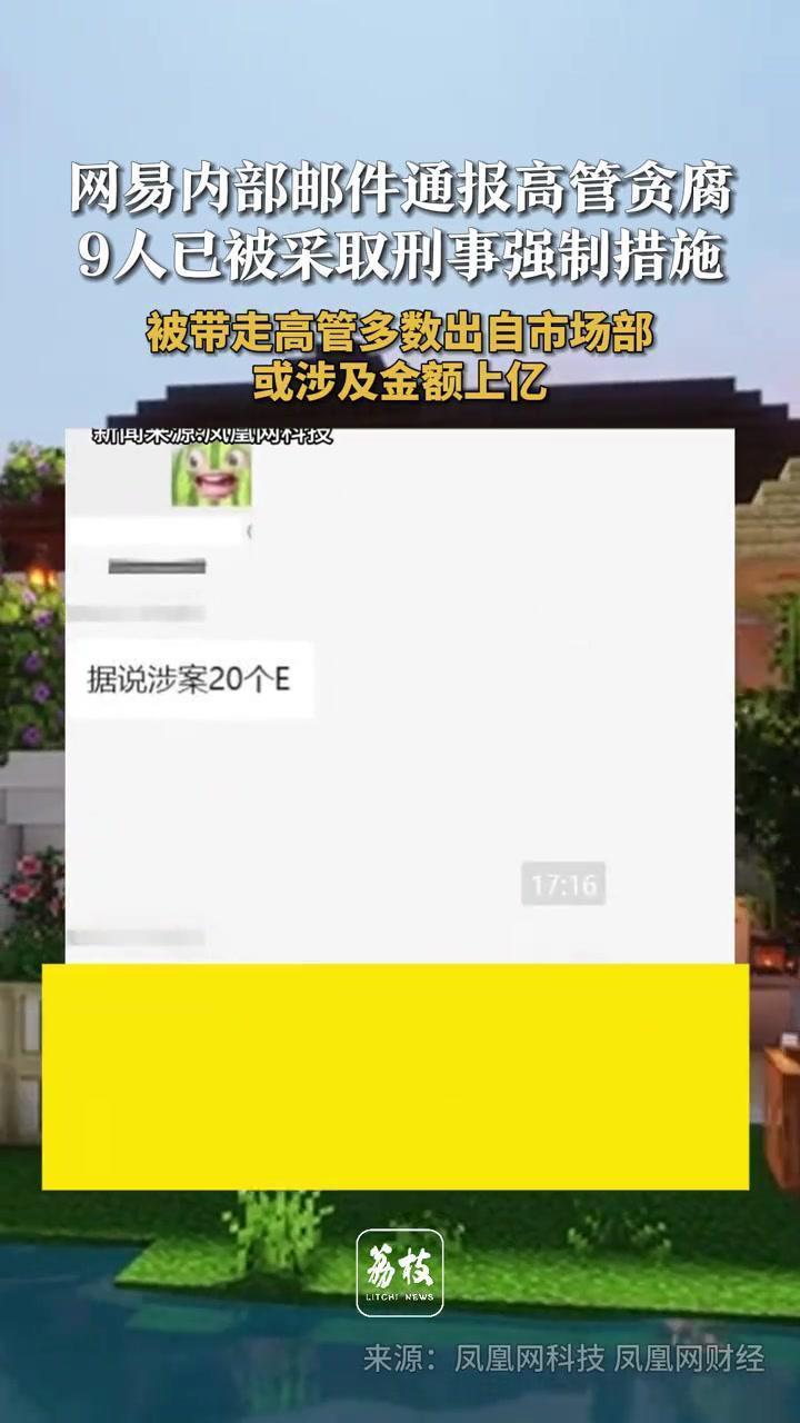网易内部邮件通报高管贪腐9人已被采取刑事强制措施被带走高管多数.