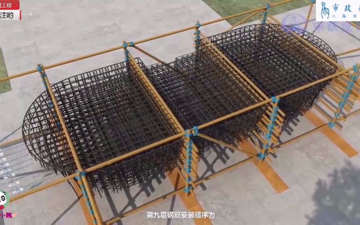 非常详细的圆端型实体墩墩帽钢筋安装施工动画演示,建议收藏学习