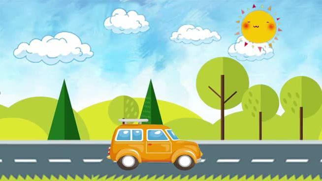 开着车车去旅行,自己做的小动画。 ———-