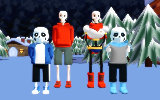 【Undertale MMD】骨兄弟和Swap骨兄弟的ハンマーを电波ソングに...