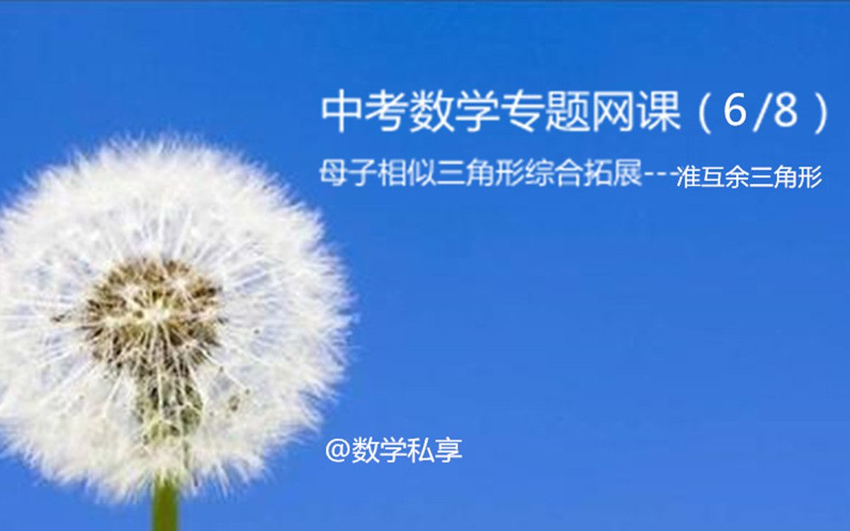 中考数学专题网课(6/8)-母子相似三角形综合拓展(准互余三角形)