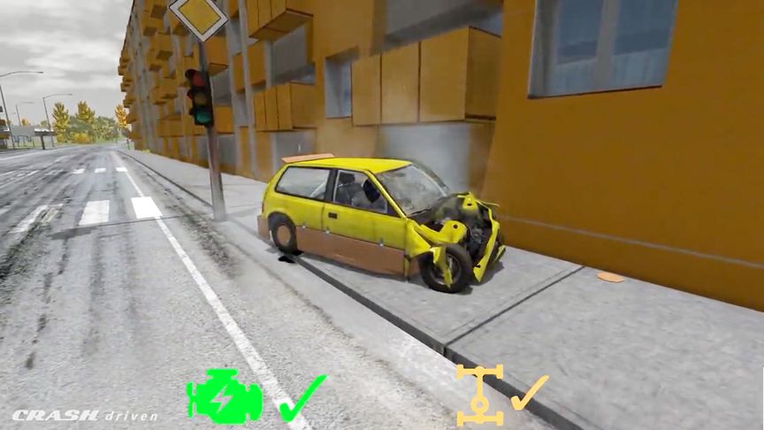 BeamNG:汽车在各种恶劣的环境下车祸模拟,测试低盘和发动机性能