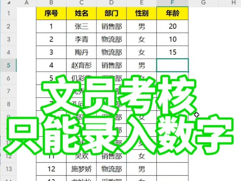 Excel设置只能录入数字