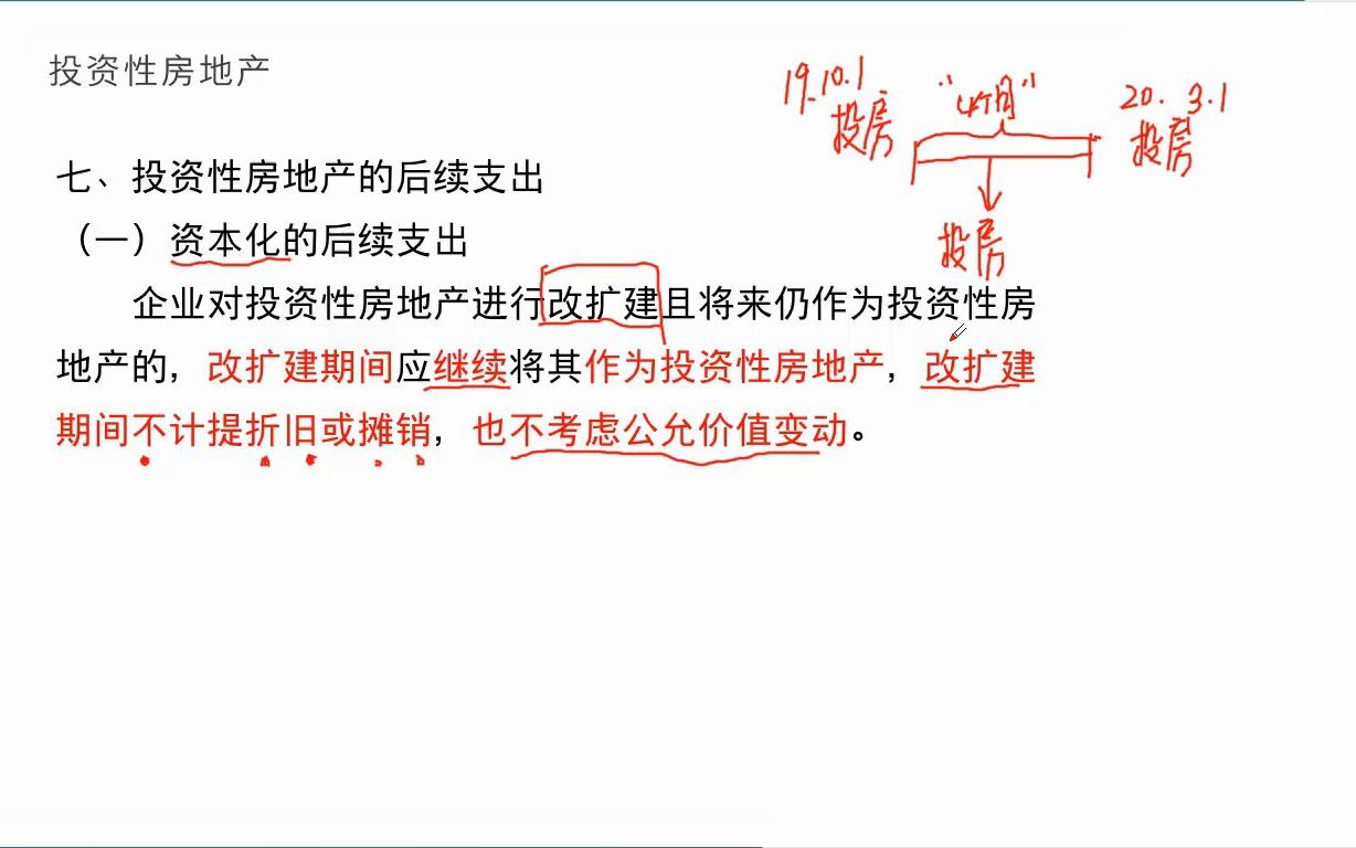 605投资性房地产的后续支出、处置
