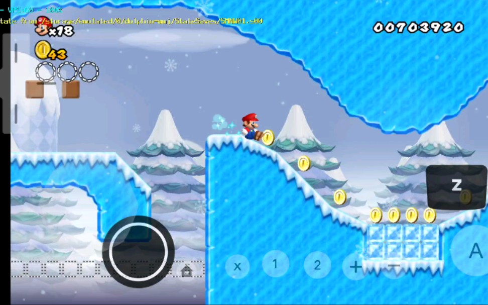 安卓手机运行wii模拟器玩《超级马里奥兄弟》过这关真叫人抓狂…