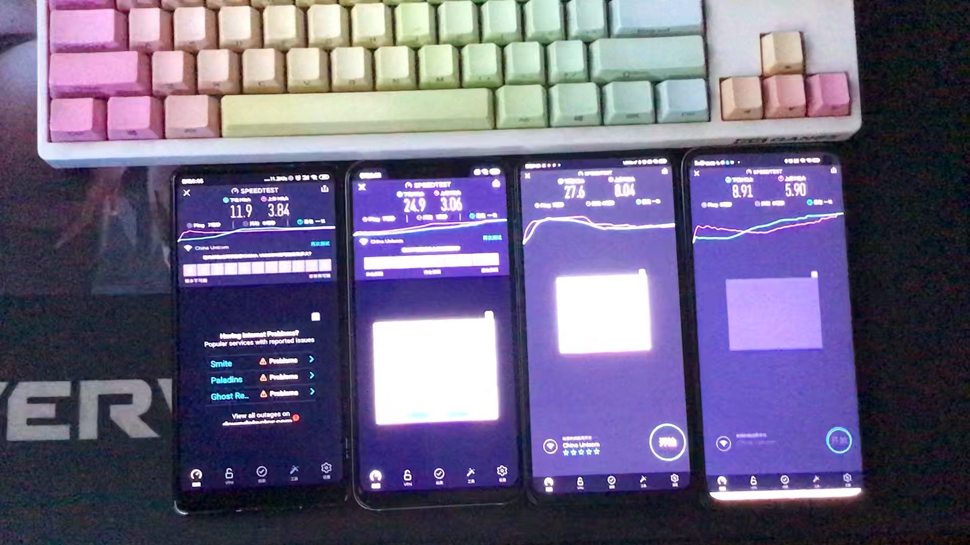 Iqoo neo3,k20pro,小米8,mix2网络性能对比测试