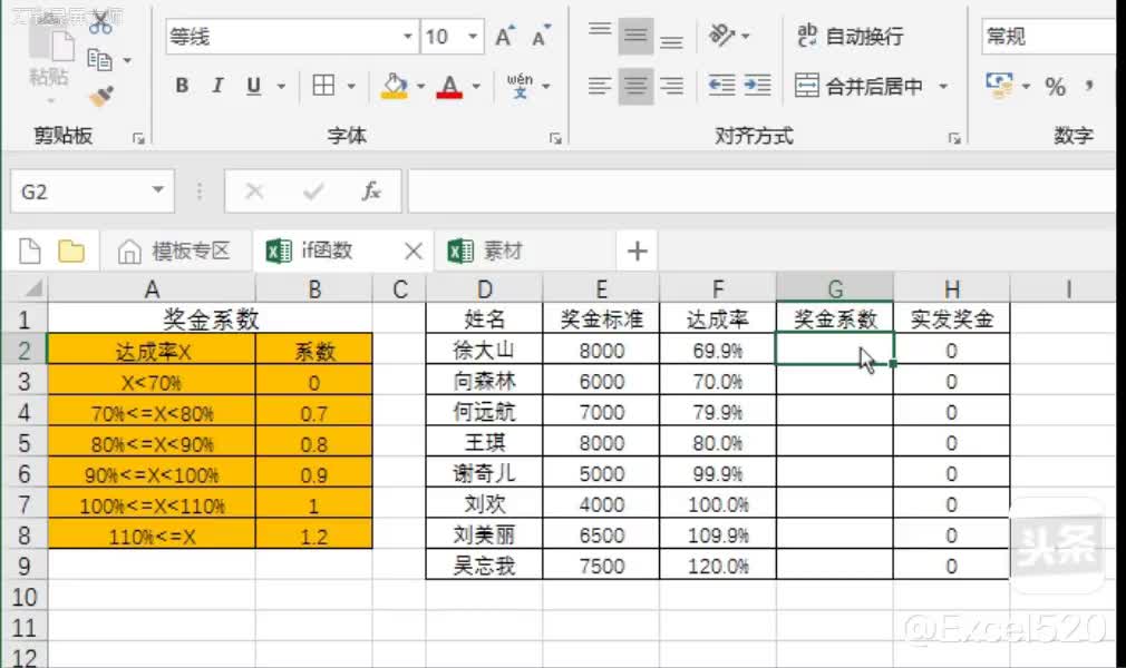 if函数嵌套使用经典范例。