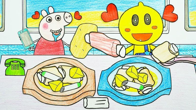 手绘定格动画:佩奇带来土豆,豆乐带来排骨一起做土豆炖排骨吃