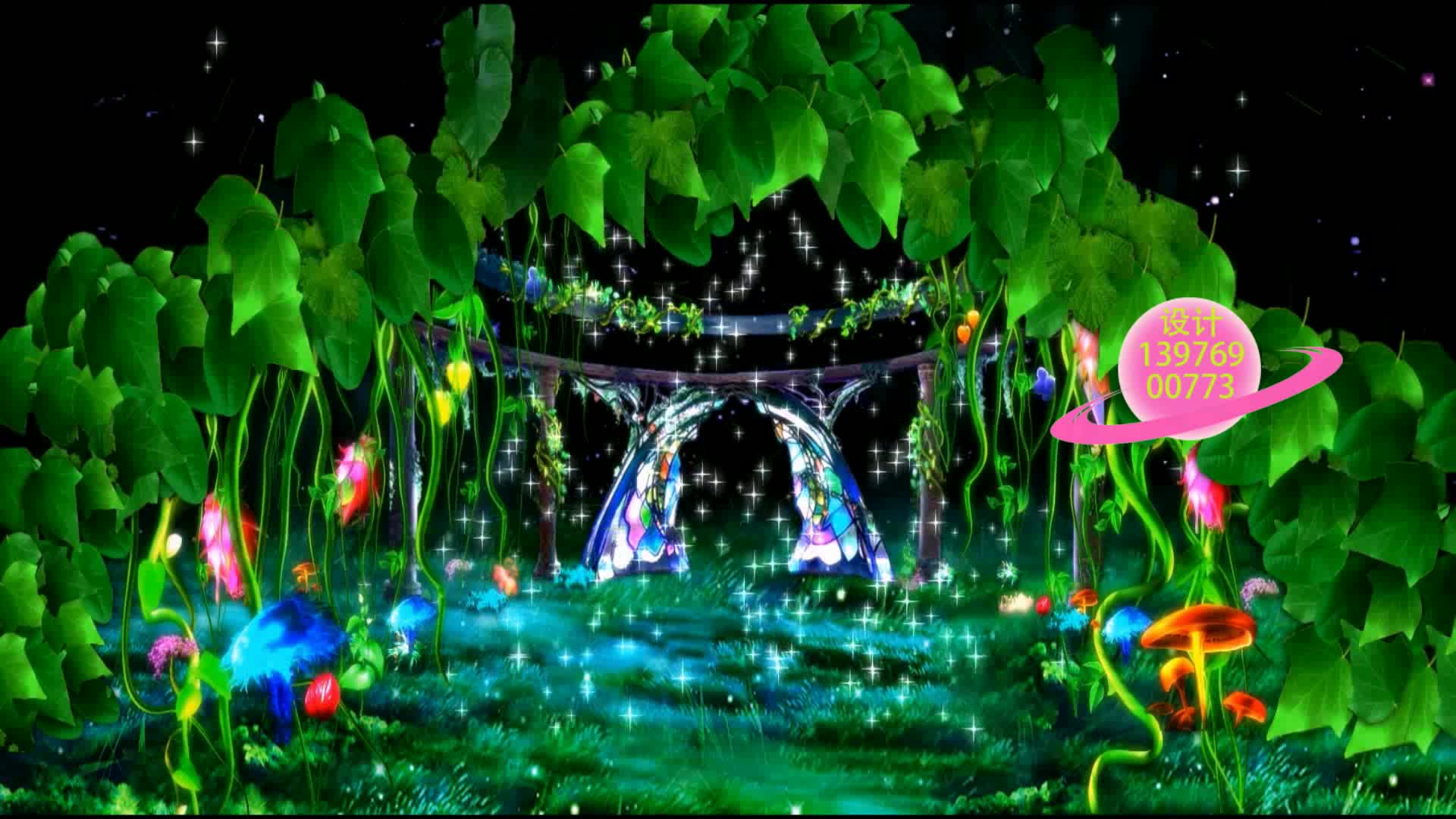 森林童话水幕裸眼3D全息影像沉浸式体验立体投影视频片源_(new)