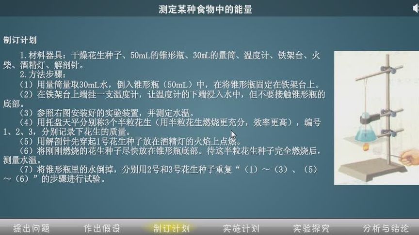 电脑模拟之测定某种食物中的能量