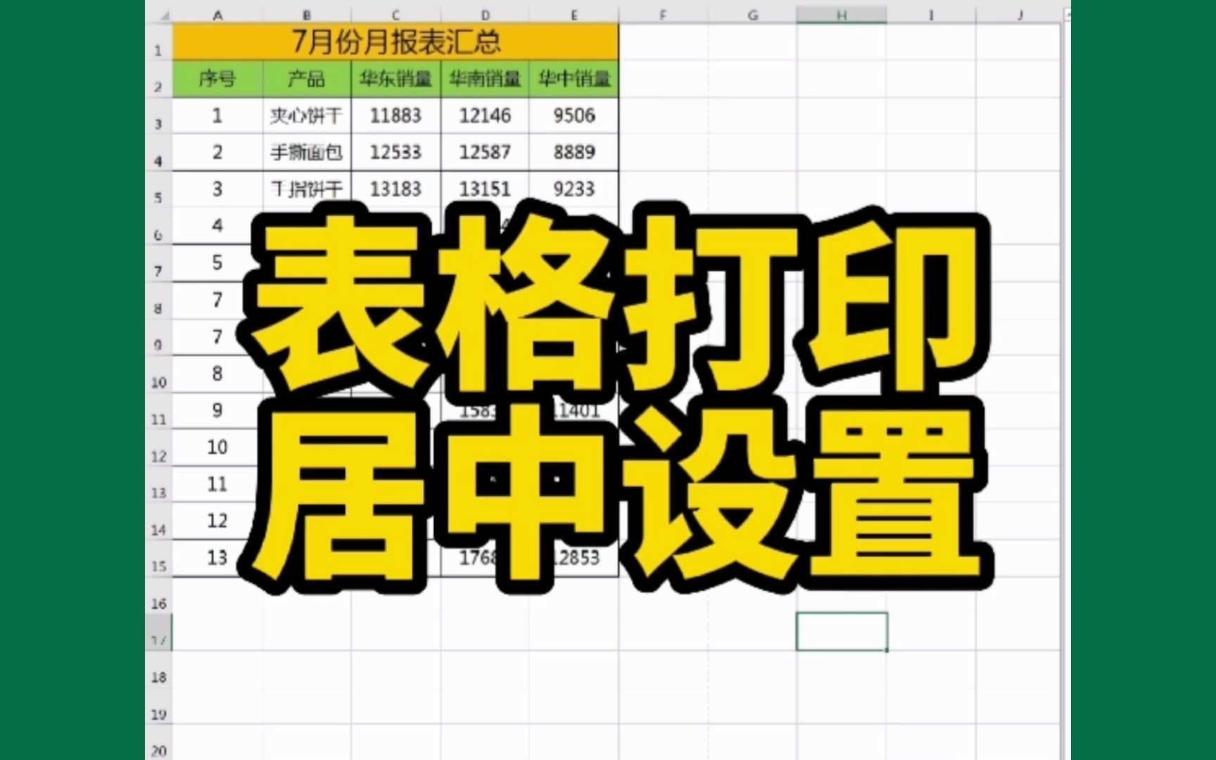 Excel表格打印,如何设置表格页面居中?