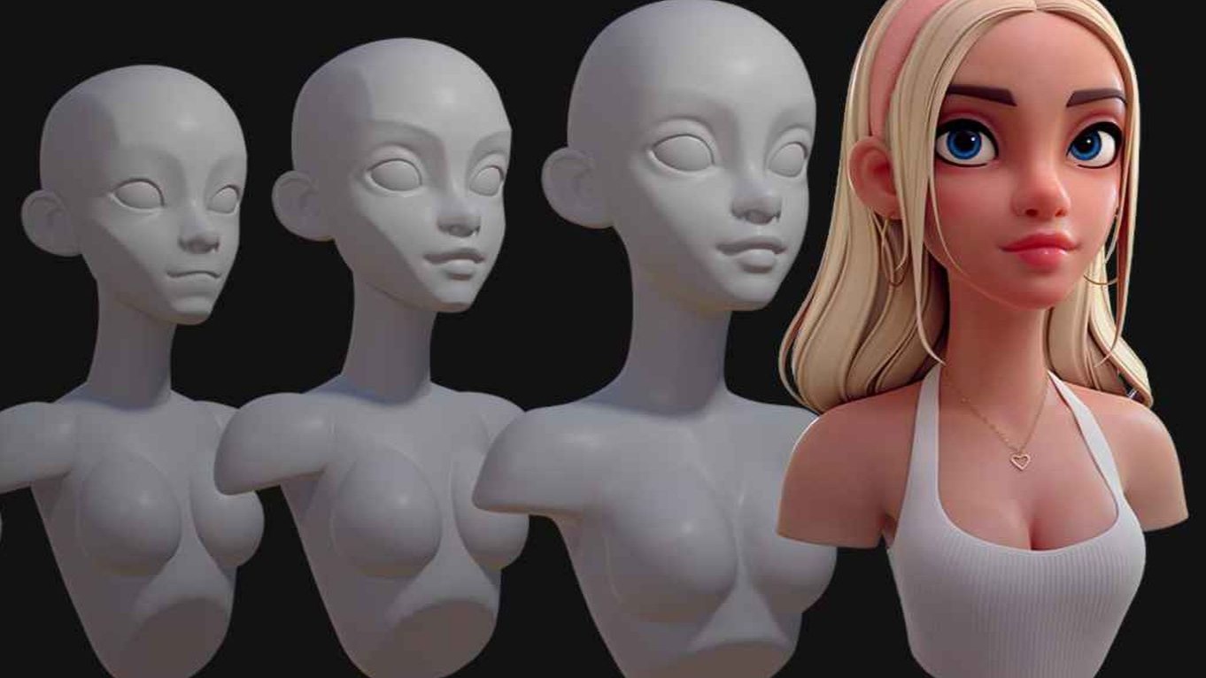 Blender数字雕刻风格化人类头部3D模型视频教程