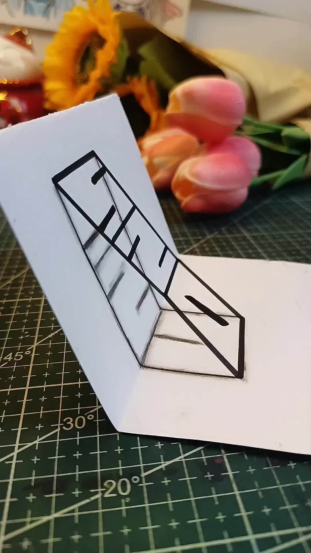 简单立体画来了一起来画看到最后知道画的啥了吧#...