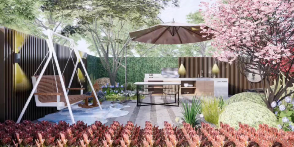 庭院景观设计sU模型分亨 #su草图大师 #3D文化建设模型