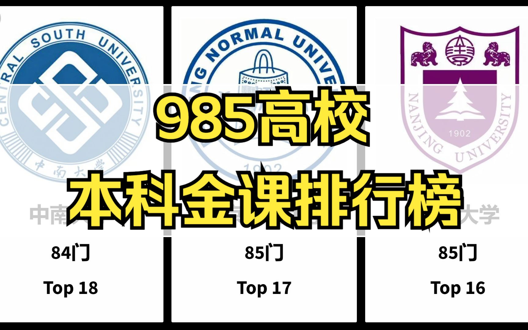 985高校国家一流本科课程数量排行榜