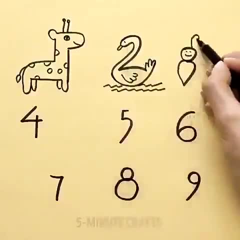 阿拉伯数字画出动物,你学会了吗