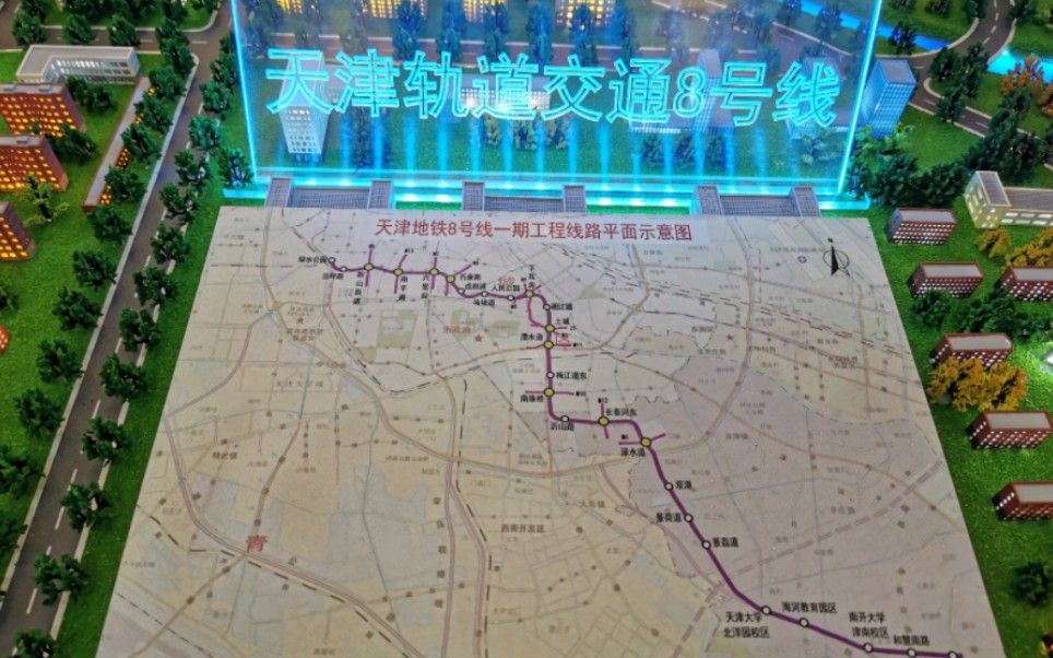 【天津轨道交通】天津地铁轨道交通8号线动态演示沙盘;全自动运行...