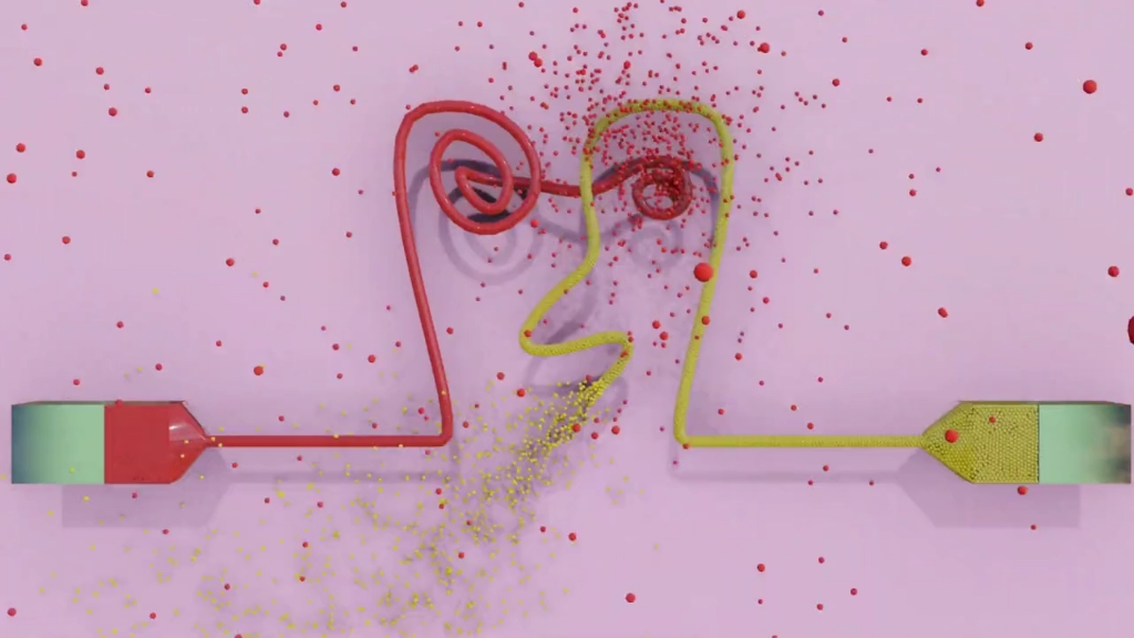 粒子流体,梵高式抽象派压缩管道,仿真模拟。