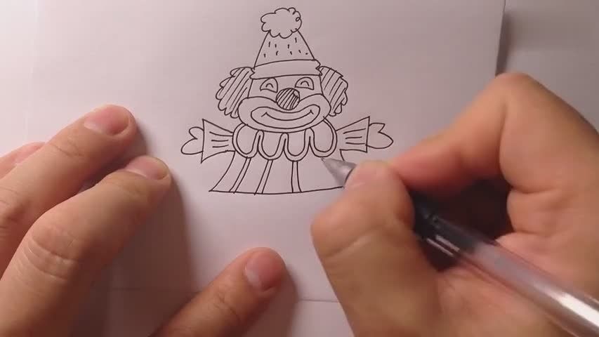 儿童简笔画《卡通小丑》的画法,圆圆的鼻子弯弯的眼~