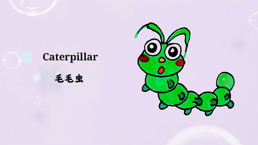 蝴蝶宝宝出生了?简单又好看的毛毛虫简笔画,手绘昆虫彩色卡通画