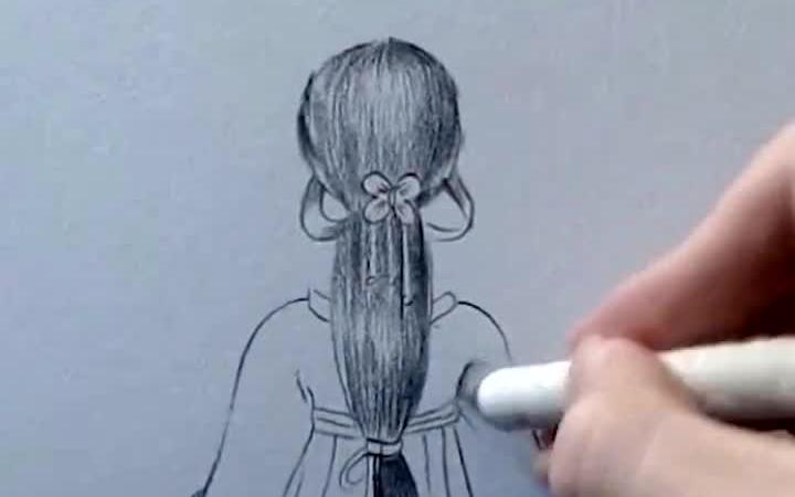 素描人物古风女子画法画画 古风 古风女子 画画教程 手绘