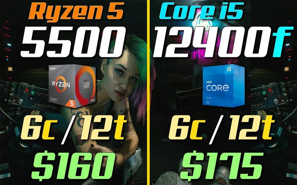5-12400 vs R5 5500 CPU对比(1080P分辨率测试,显卡为RTX 3090) ...