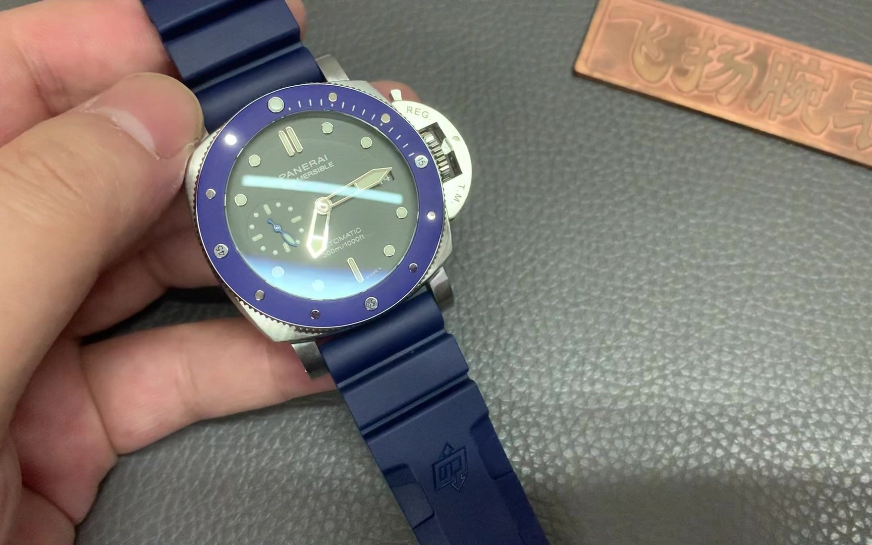 飞扬腕表:VS沛纳海pam959,蓝圈灰面潜水腕表,42MM