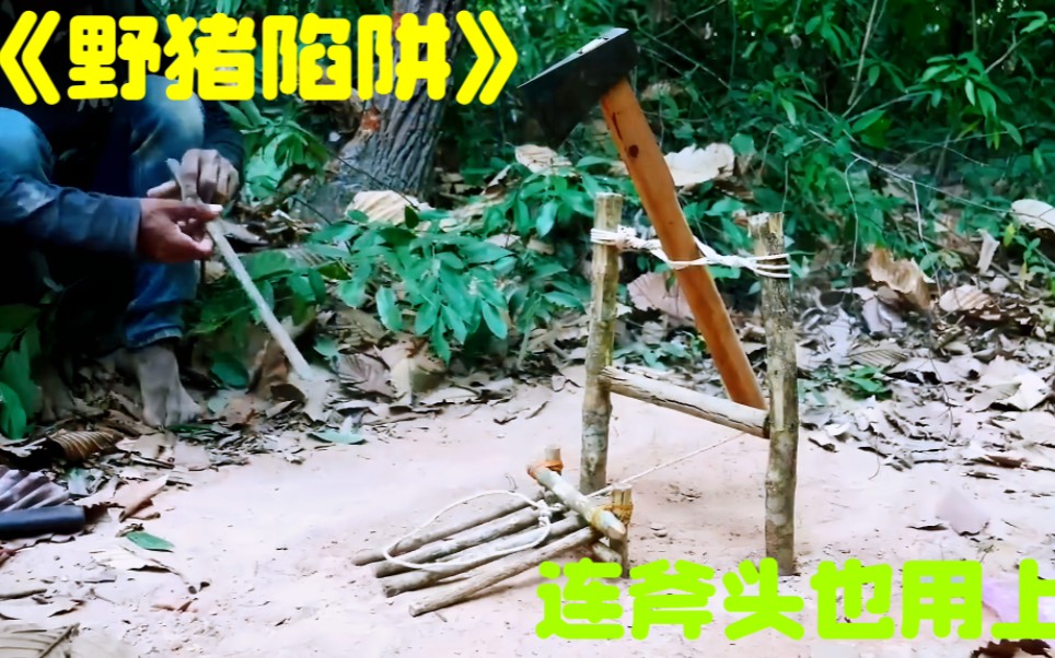 小伙制作了3个不同的动物陷阱,设计的非常巧妙,一抓一个不知声