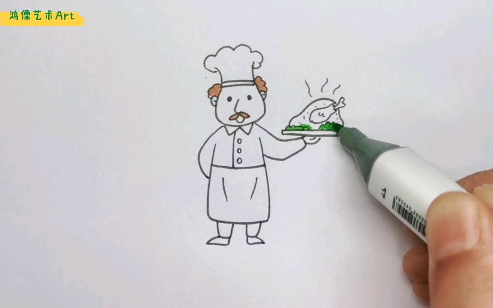 亲子美术:厨师简笔画