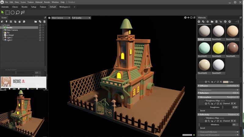 3DMAX 风格小屋场景 从零开始模型的大型搭建、布线卡线细节、材质...
