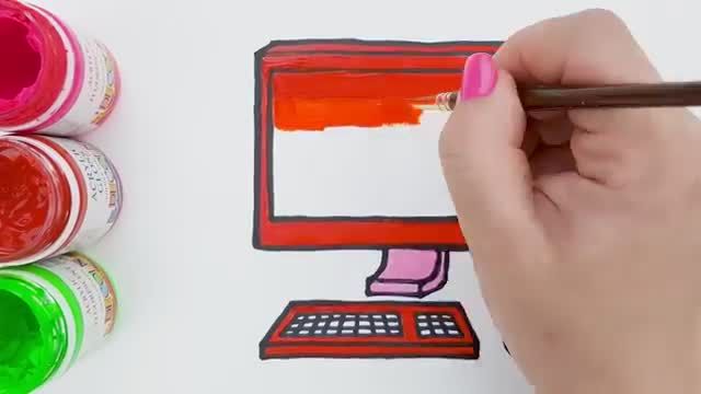 儿童简笔画:美人鱼电脑