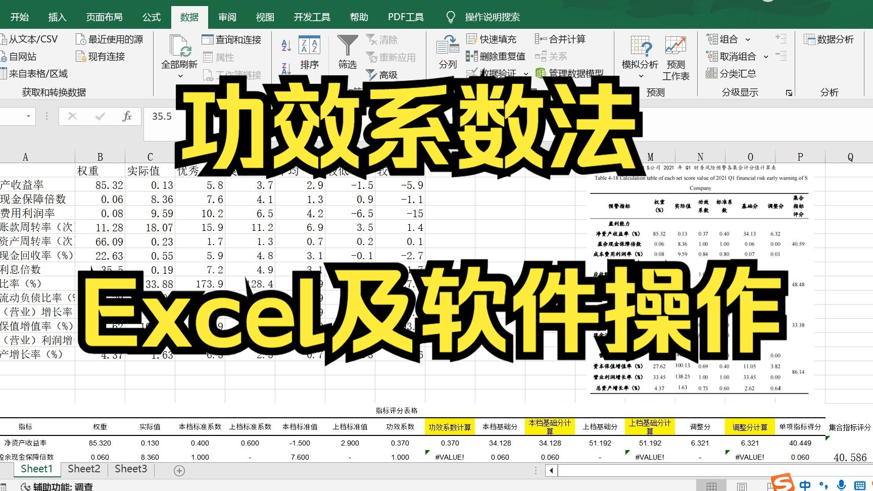 【小白学统计】功效系数法Excel计算演示,在线数据分析软件功效系数...