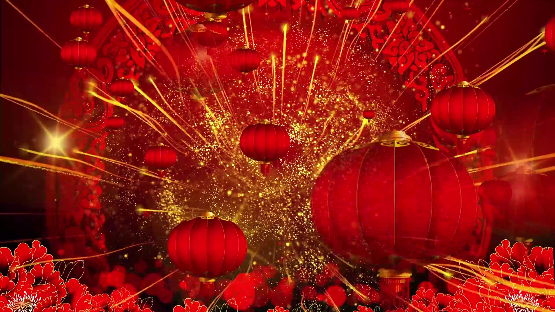 【1080P高清素材】礼花绽放灿烂夜空背景视频