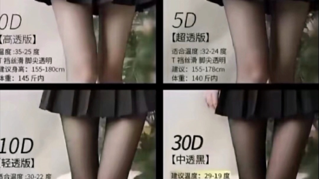 D是黑丝的厚度单位,数字越小越透明高级感,数字越大越显黑较耐穿~
