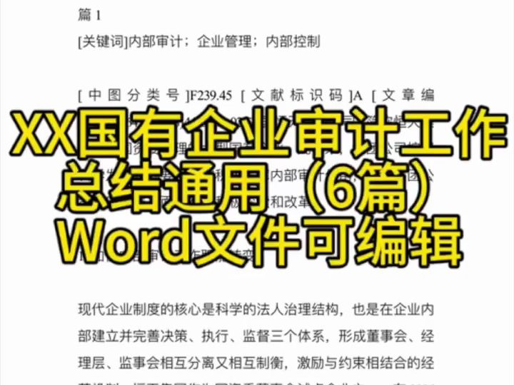 XX国有企业审计工作总结通用 (6篇)