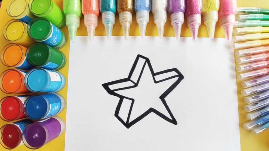 儿童简笔画教程,画一个立体五角星,3-12岁小朋友学习画画